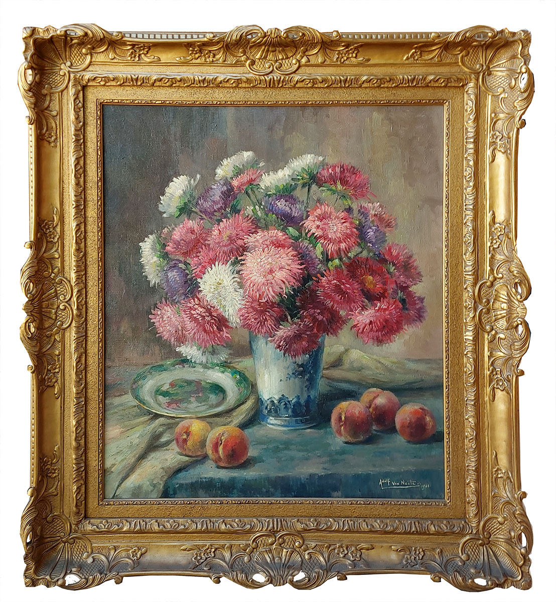 Buy a still life, flowers and fruit from 1946 by Adolf Van Neste