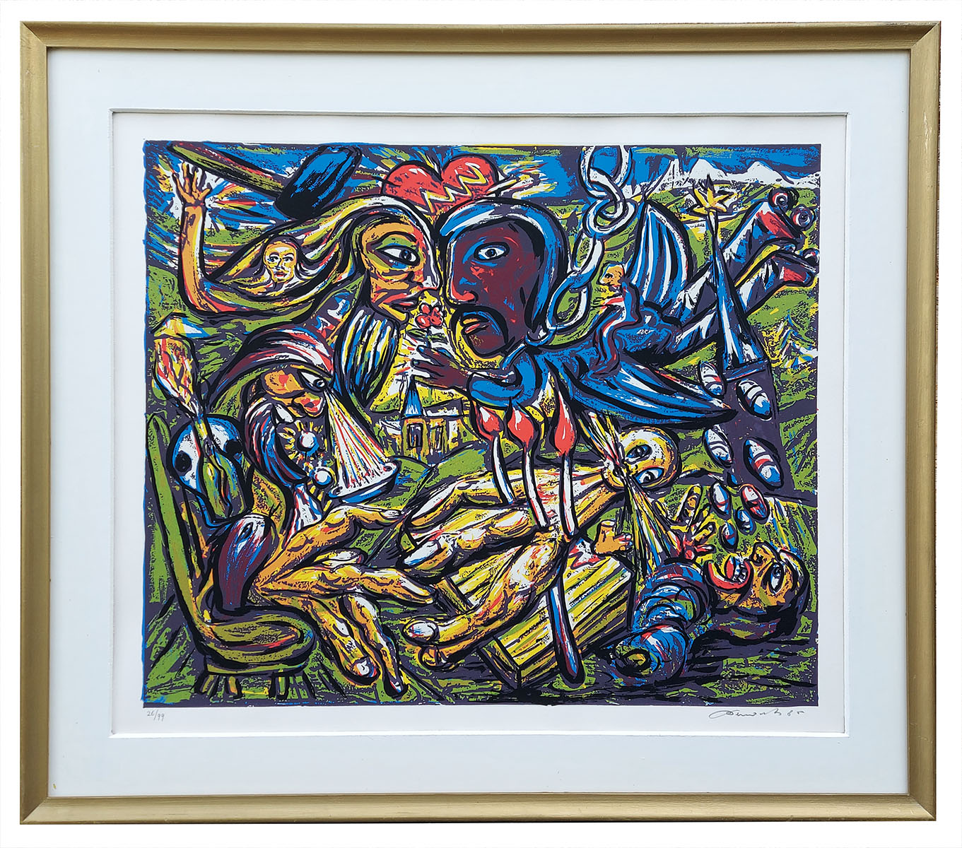 Expressionistische litho uit 1985 van Fred Bervoets kopen