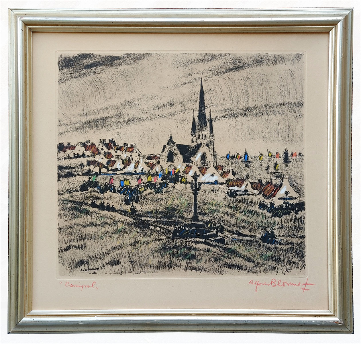 Ingekleurde ets kopen van de Belgische kunstenaar Alfons Blomme