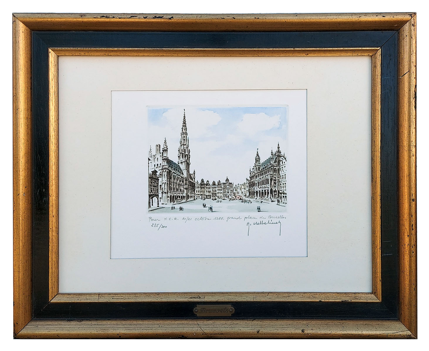 Buy an etching of Brussels by the Belgian graphic artist Roger Hebbelinck