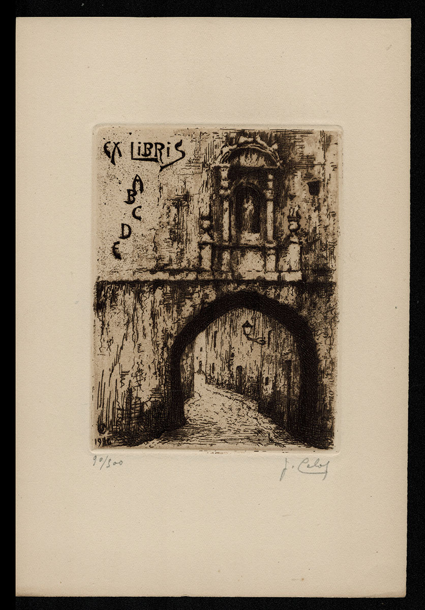 Buy etching, ex libris by the Antwerp artist Julien Célos