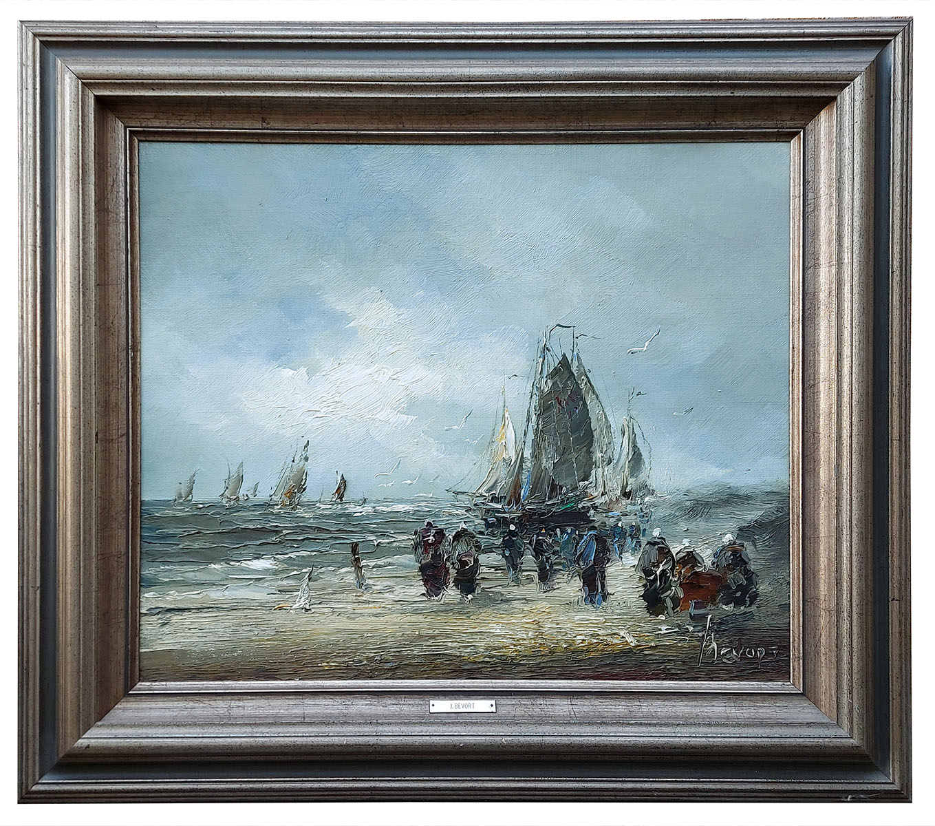 Nederlandse kunstschilder John Bévort met een marinezicht