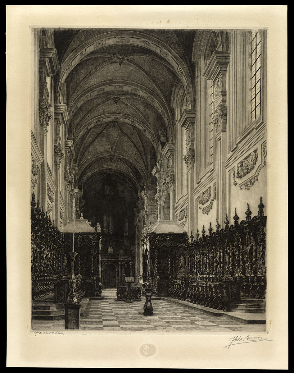 Buy etchings by the Belgian etcher Jan de Cooman, Averbode Abbey