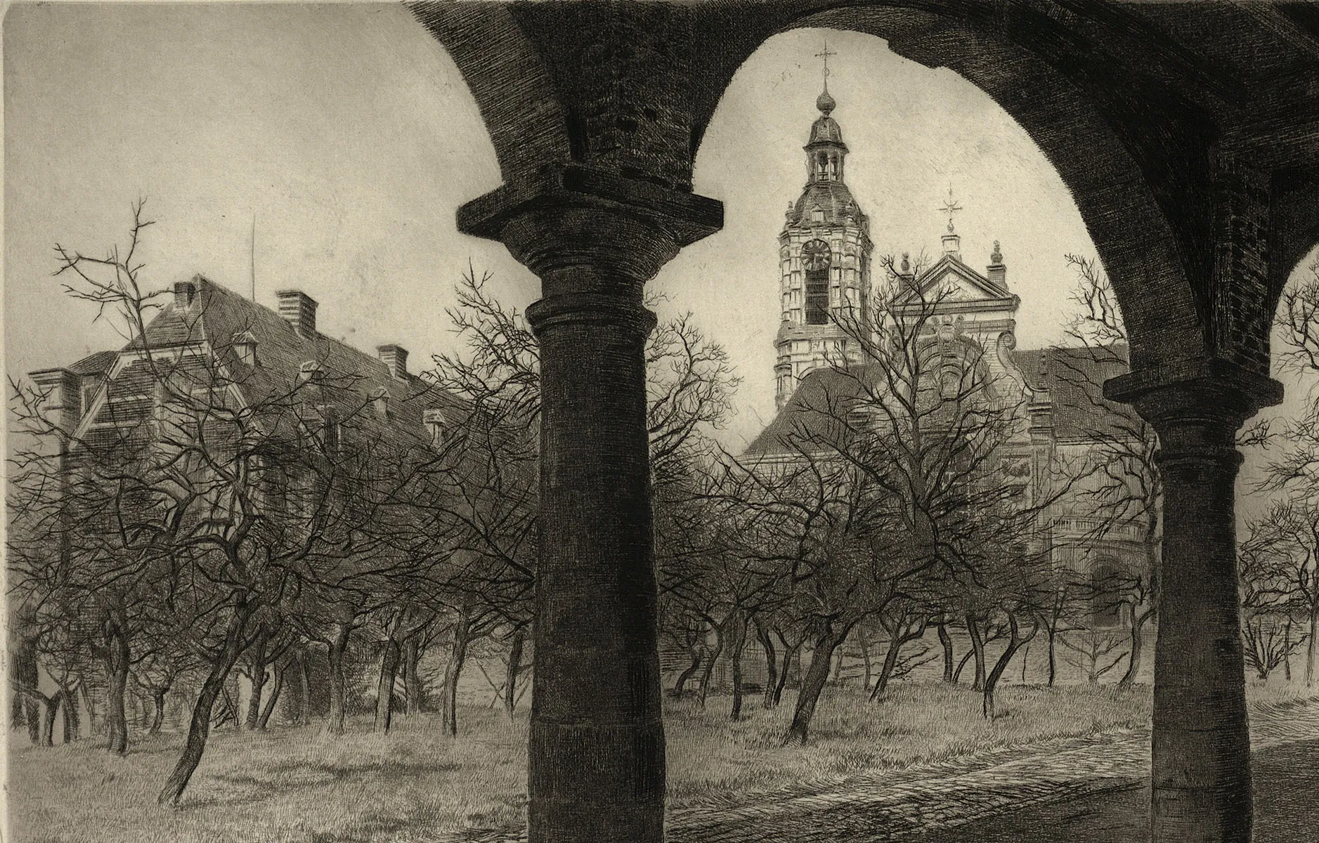 Buy etching of Averbode by the Belgian etcher Jan de Cooman