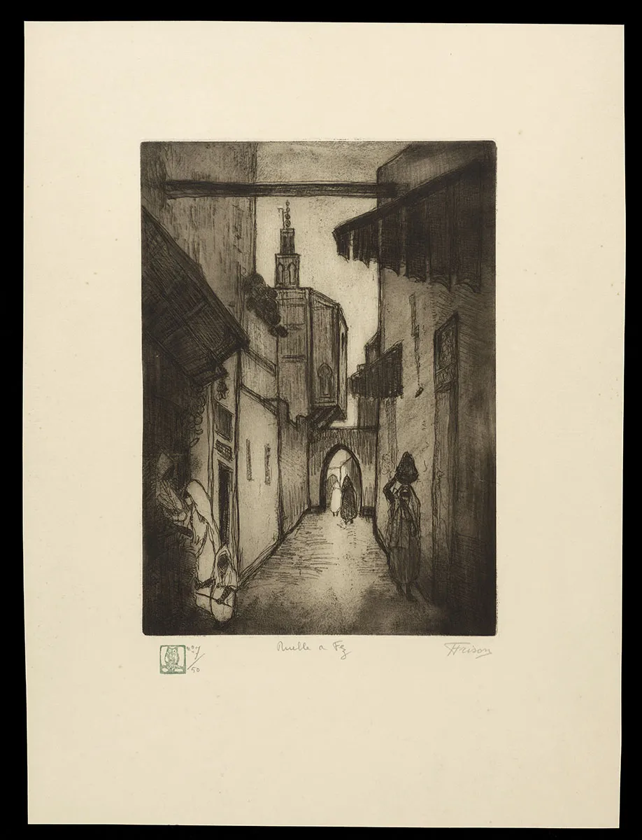 Buy an etching by the Belgian artist Jehan Frison, Ruelle a Fez