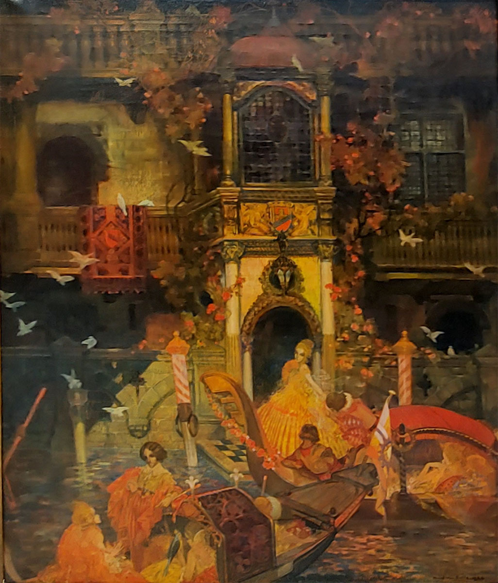 Een romantisch schilderij van de Belgische schilder Karel Van Belle