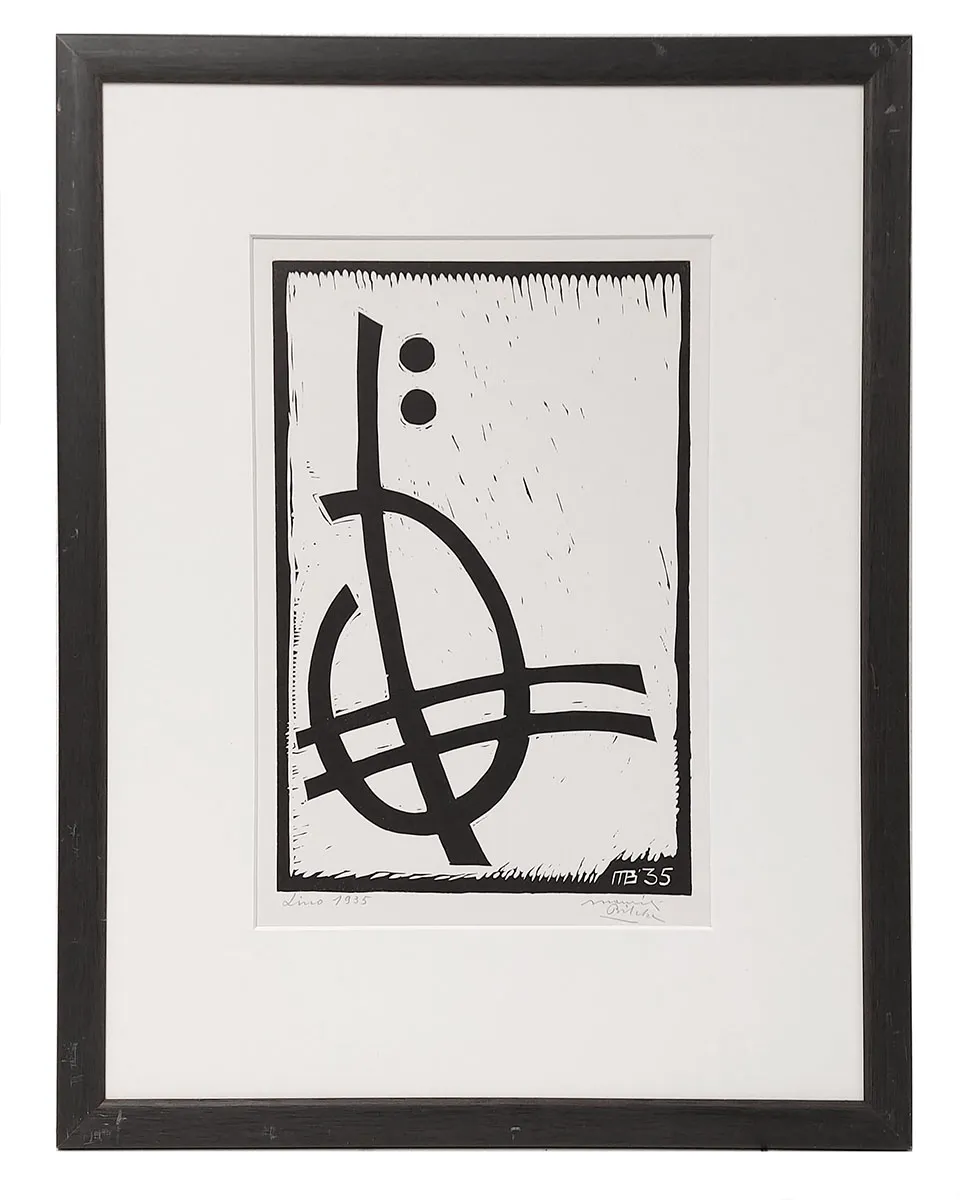 Linogravure de 1935 par l'artiste belge Maurits Bilcke
