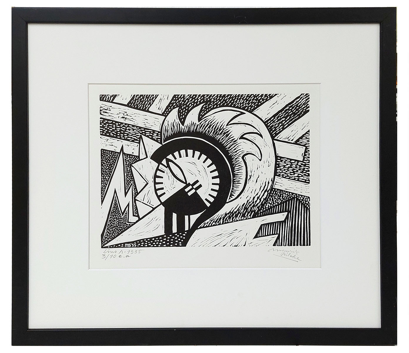 Linocut from 1935 by the Belgian artist Maurits Bilcke