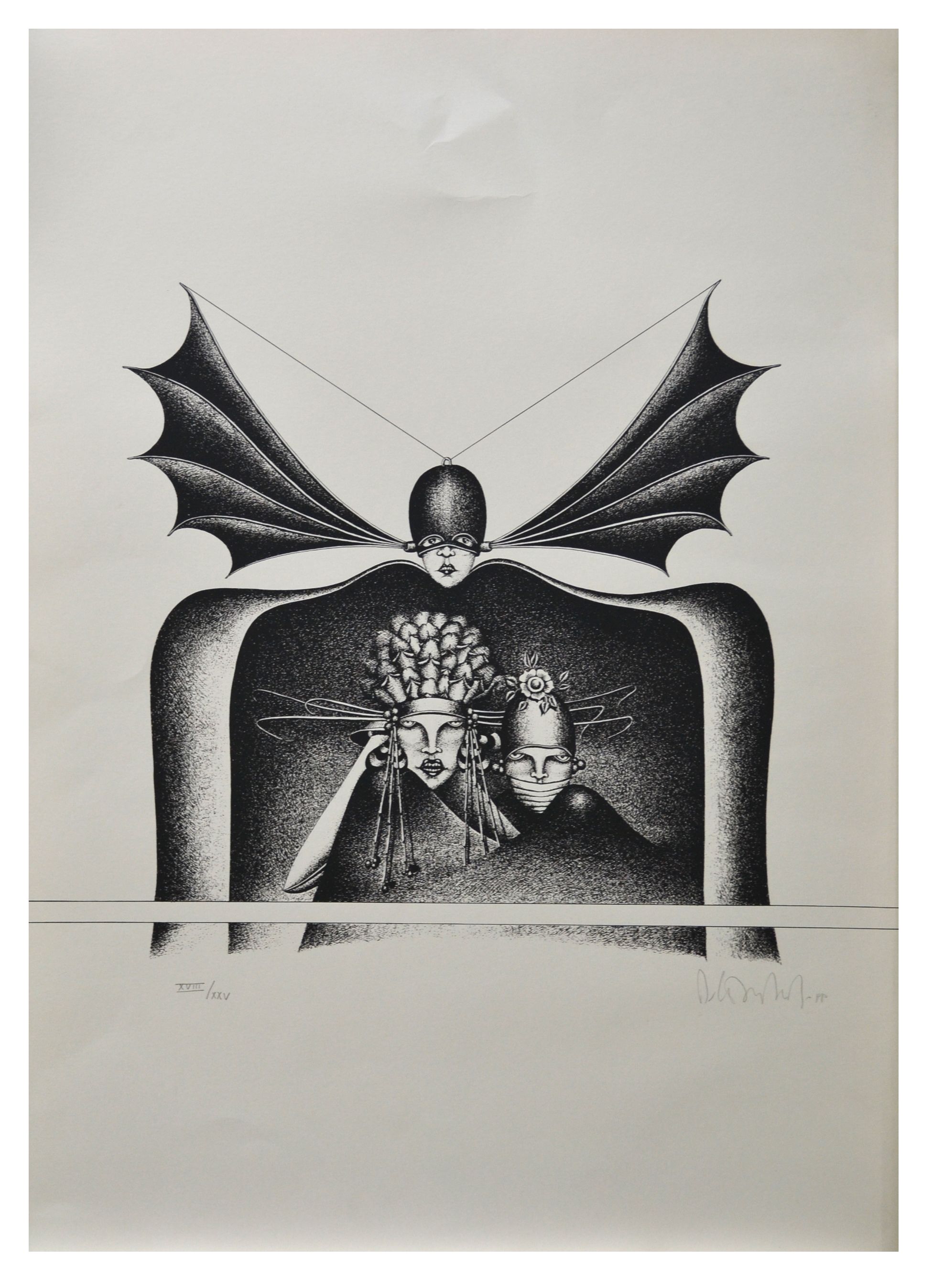 Getekende litho van Belgische kunstenaar Patrick Conrad