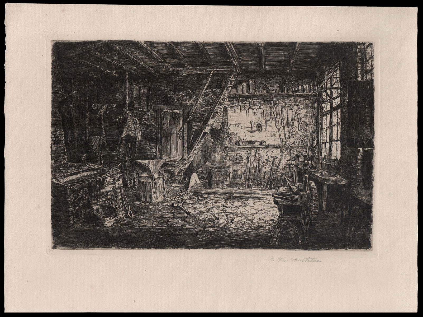 Buy etching by the Belgian artist René Van Bastelaer
