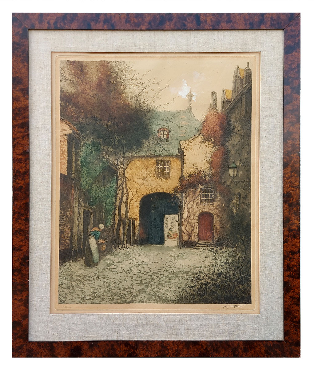 Etching by the Belgian artist Alfred Van Neste, painter and etcher