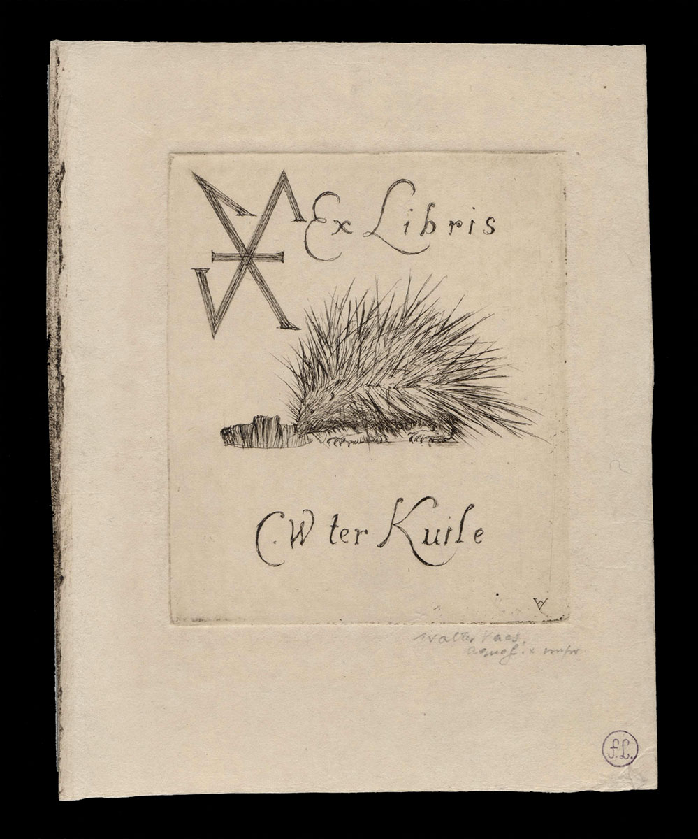 ex libris C.W. Buy Ter Kuile by the Belgian artist Walter Vaes